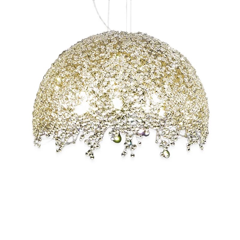 Pendente Artesanal Lampluz Meia Cúpula Cristal 10L G9 Ø800x400mm MEA80 ...