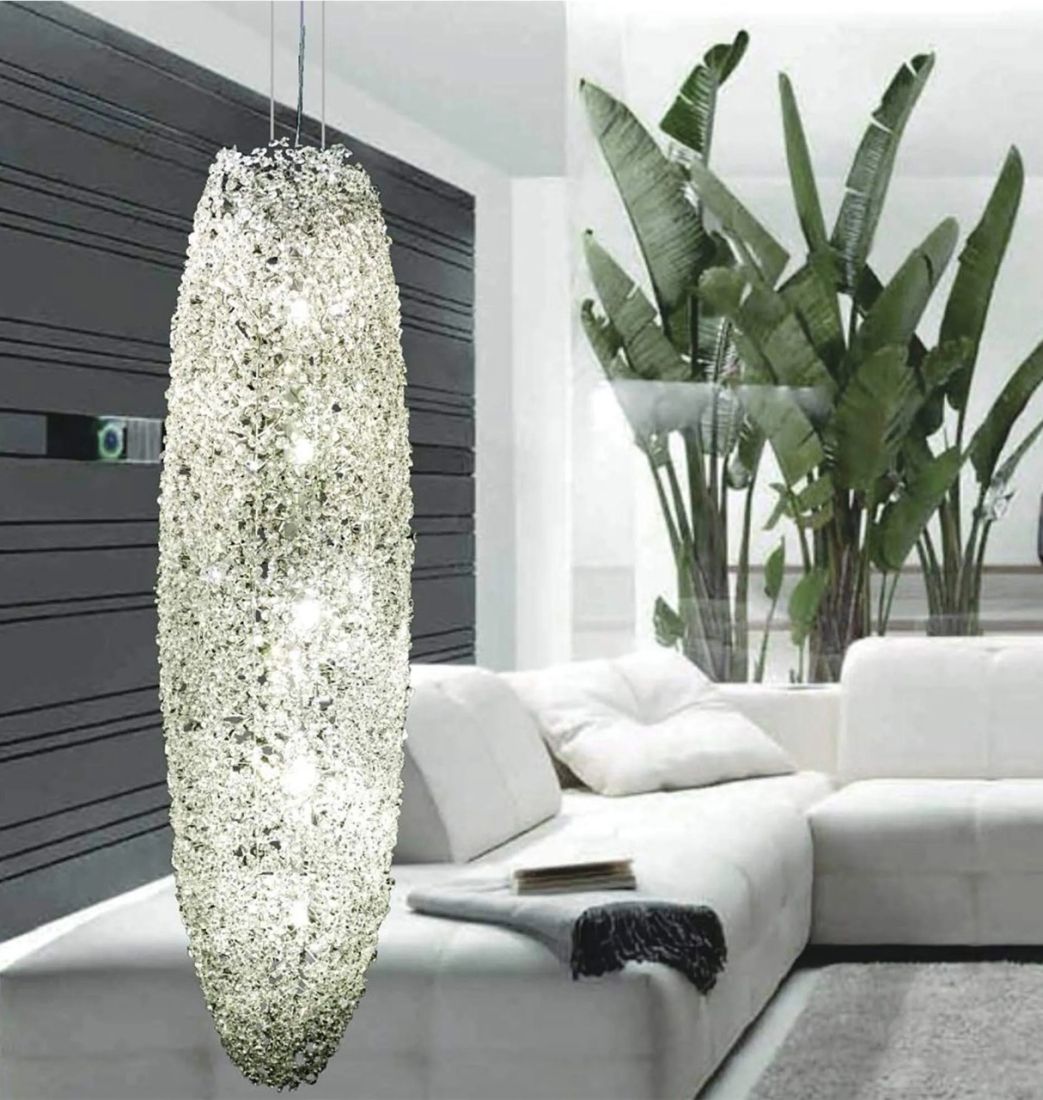 Pendente Artesanal Lampluz Coluna Zeppelin Metal e Cristal 12L G9 ...