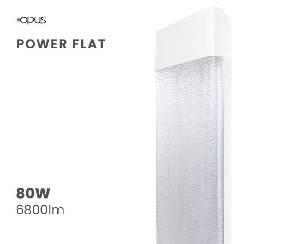 Luminária Opus LED Power Flat 80 watts IP20 4000K 6800 Lúmens 1200mm ...